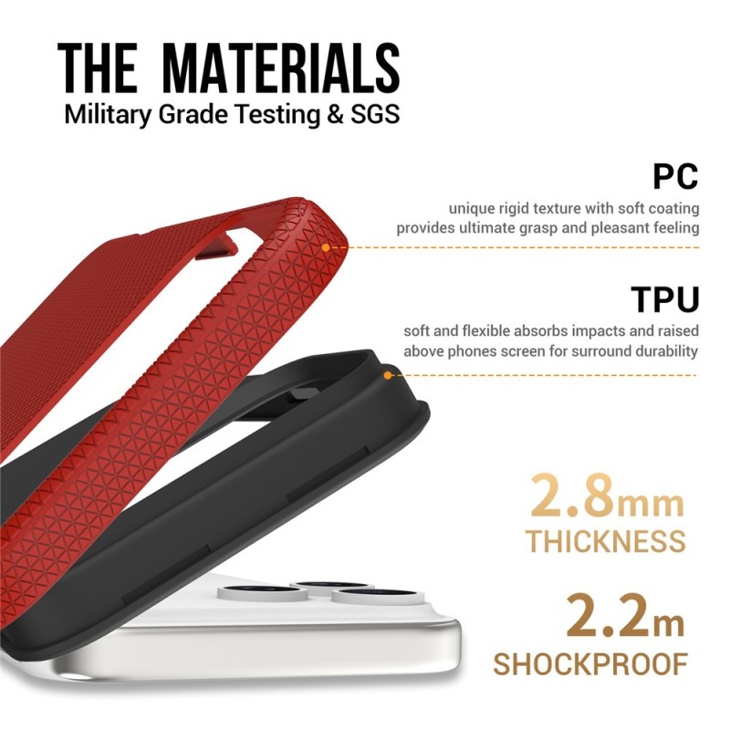 „TUKU“ Shockproof ciets silikona korpuss - sarkans (iPhone 17 Pro Max)